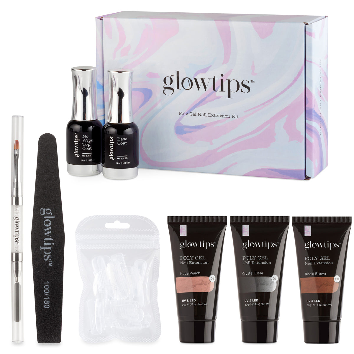 Glowtips Poly Nail Gel Nail Extension Starter Kit - WITHOUT SLIP SOLUTION